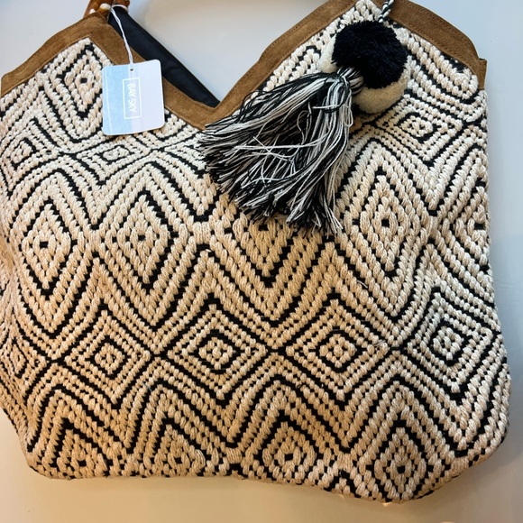 Bay Sky | Bags | Bay Sky Black And Cream Geometric Tote | Poshmark
